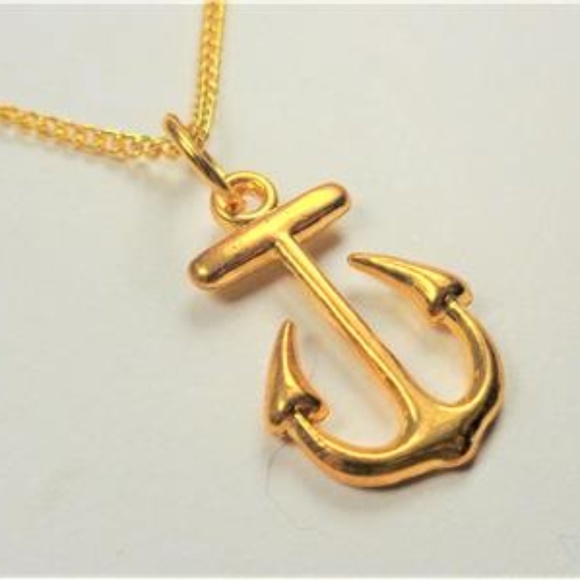 Jewelry | Nautical Gold Tone Rustic Anchor Pendant Necklace | Poshmark